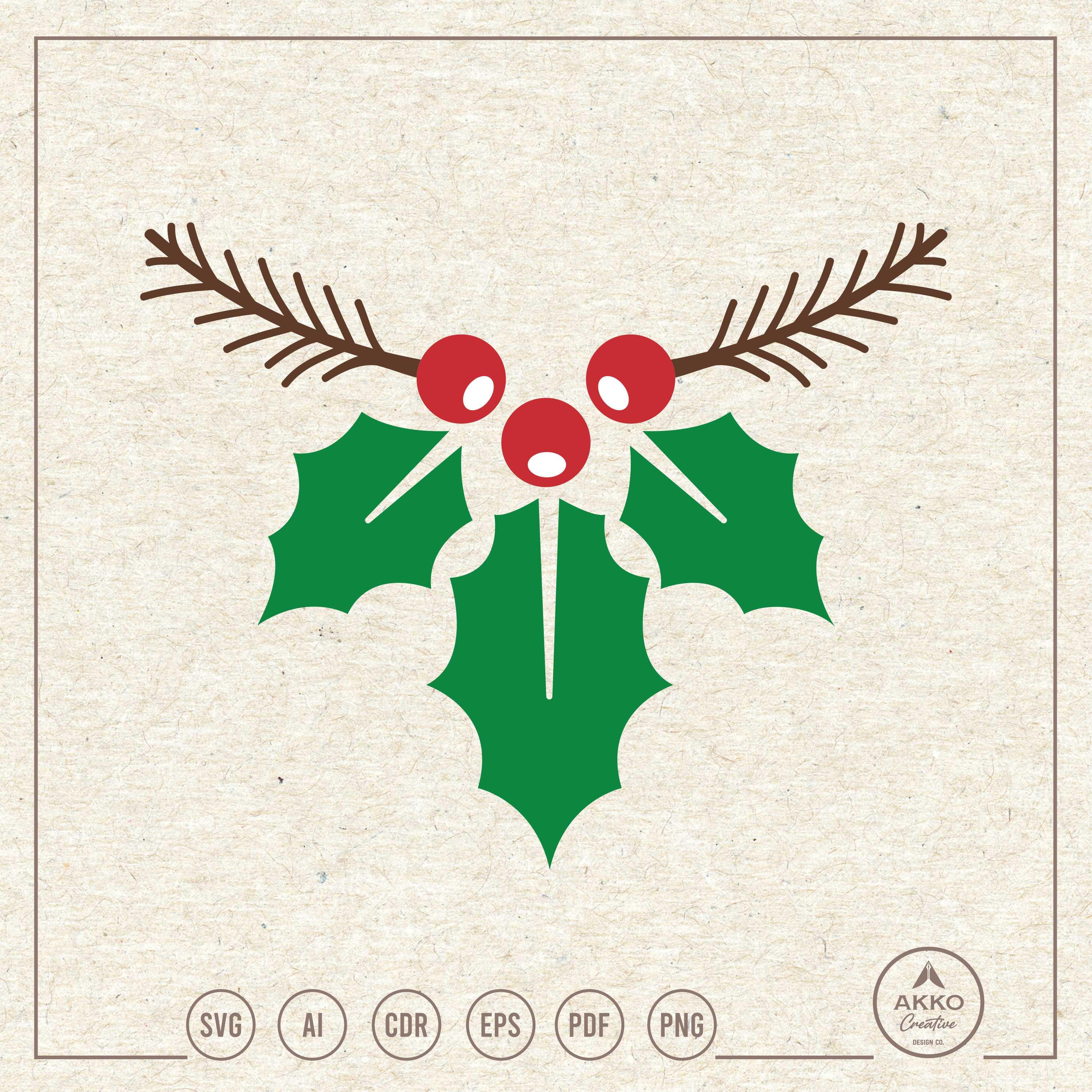 Holly Svg Png, Christmas Flowers, Clipart, Cricut Silhouette Plotter ...