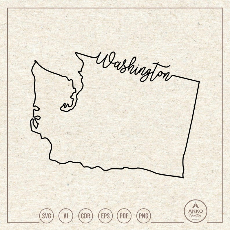 Washington State Outline Map Svg Png, Clipart, Cricut Silhouette Cut ...