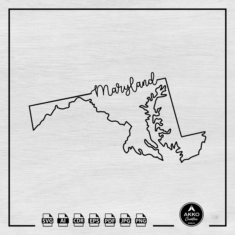 Maryland Svg Png, Outline Maryland Map Svg Png, Maryland State Svg Png ...