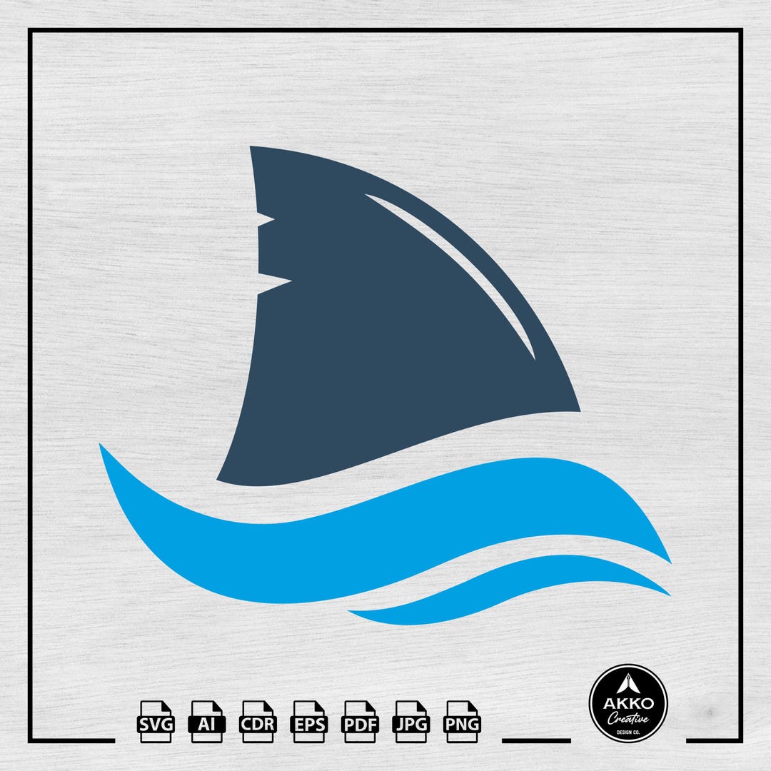 Shark Fin Svg Png, Shark Fin in Sea Wave Svg, Shark Logo Svg, Shark Fin ...