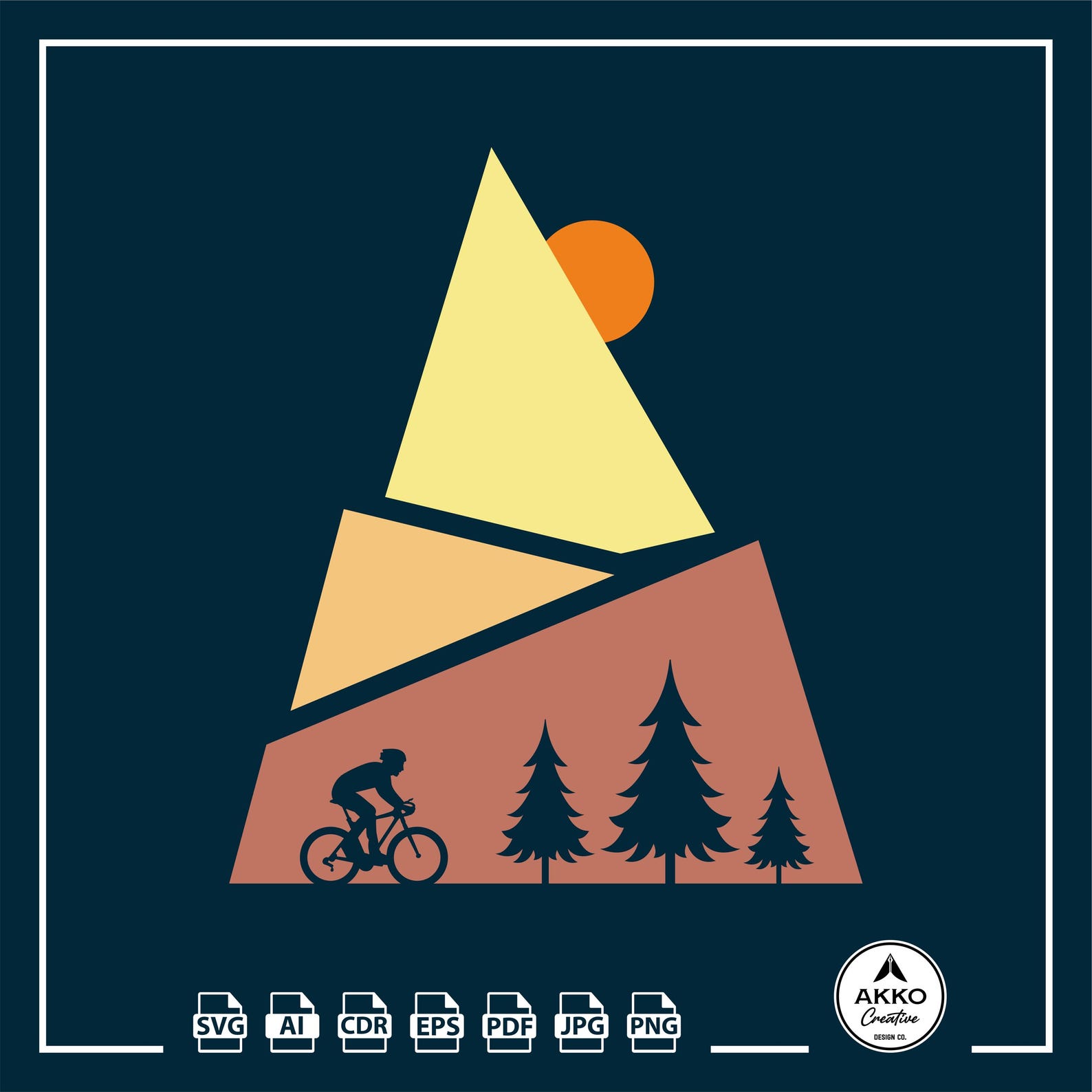 Geometric Mountain Svg, Bicycle Ride Svg, Pine Forest Svg, Bike Rider ...