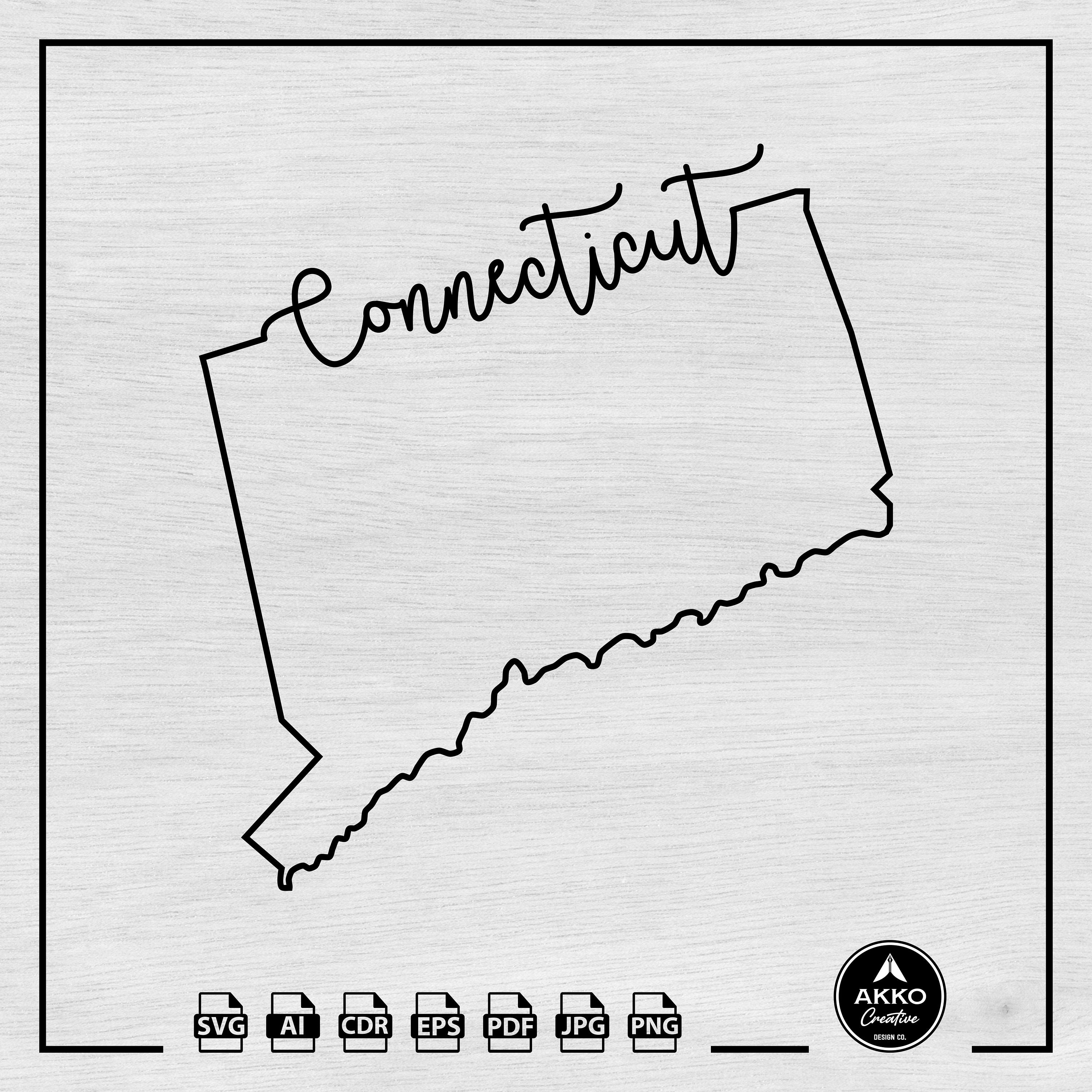 Connecticut Svg Connecticut Map Svg Connecticut Hand - Etsy