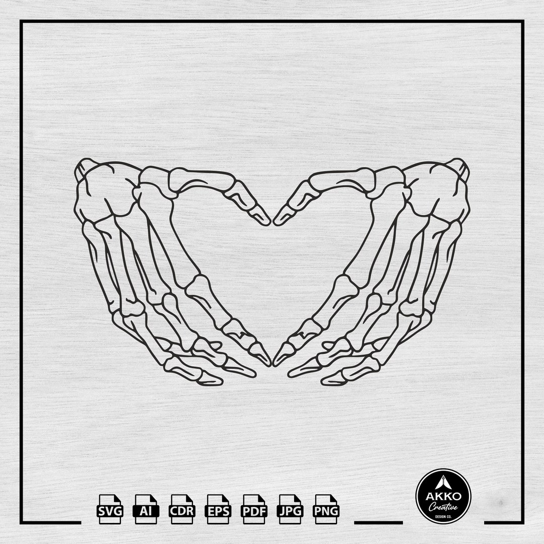 Outline Skeleton Hands Heart Svg Png, Skeleton Heart Sign Svg ...