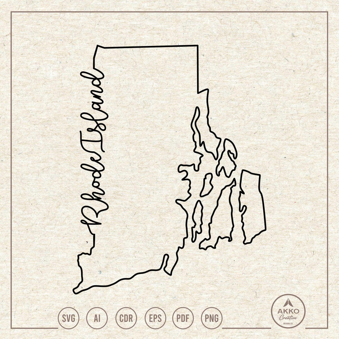 Rhode Island State Outline Map Svg Png, Clipart, Cricut Silhouette Cut ...