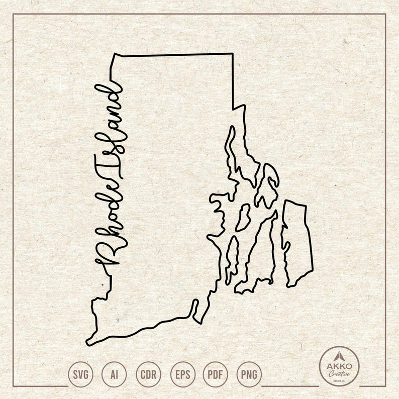 Rhode Island State Outline Map Svg Png, Clipart, Cricut Silhouette Cut ...