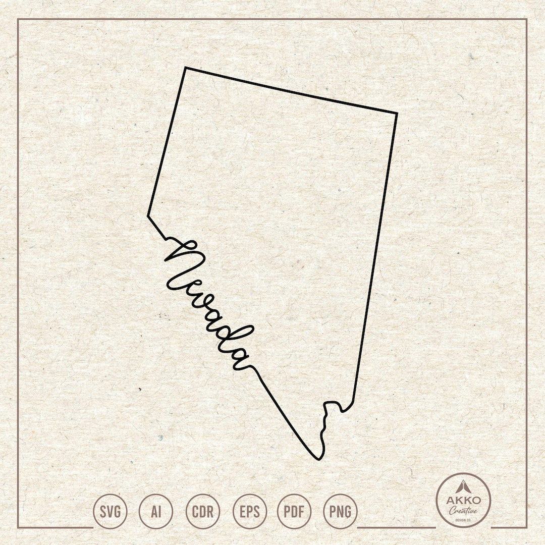 Nevada State Outline Map Svg Png, Clipart, Cricut Silhouette Cut File ...