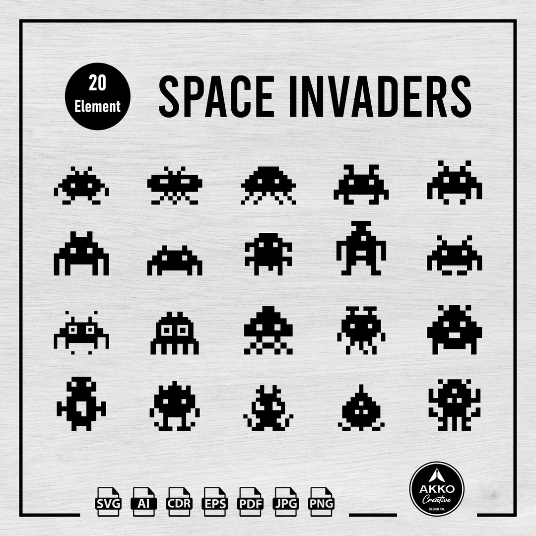 Space Invaders Bundle Svg Png, Game Svg, Gamer Svg, Gaming Svg, Game ...
