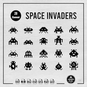Space Invaders Bundle Svg Png, Game Svg, Gamer Svg, Gaming Svg, Game Over Svg, Video Game Svg ...