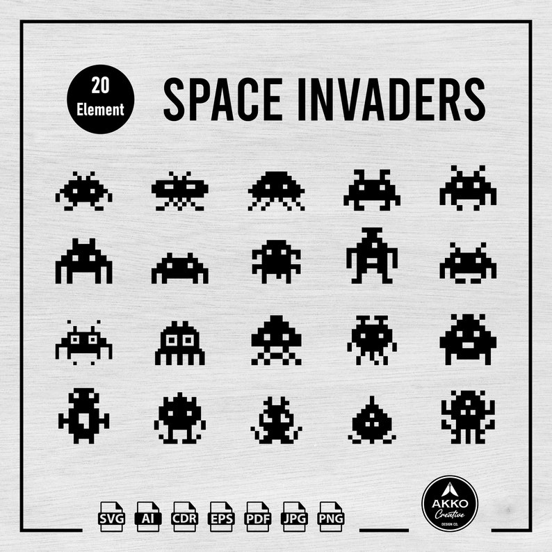 Space Invaders Bundle Svg Png, Game Svg, Gamer Svg, Gaming Svg, Game ...