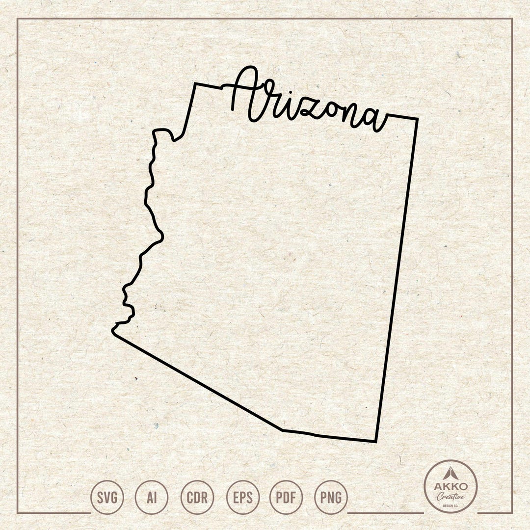Arizona State Outline Map Svg Png, Clipart, Cricut Silhouette Plotter ...