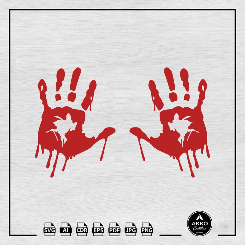 Bloody Hand Print Svg, Bloody Handprint Svg, Dripping Blood Handprint ...