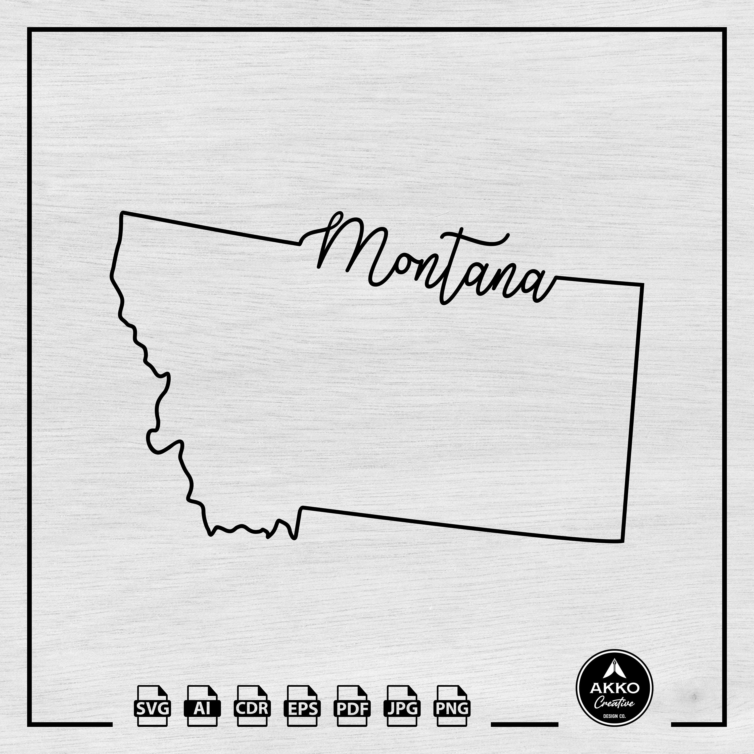 Montana Svg Png, Outline Montana Map Svg Png, Montana State Svg Png ...