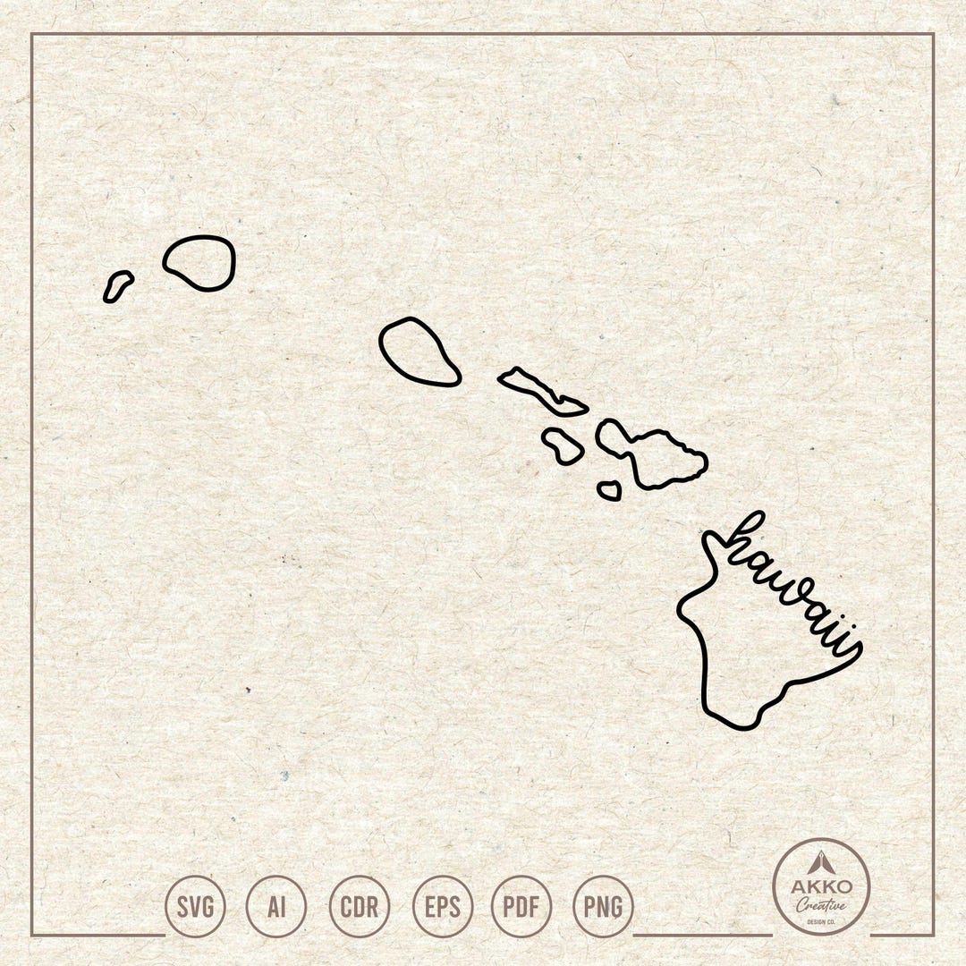 Hawaii State Outline Map Svg Png, Clipart, Cricut Silhouette Plotter ...