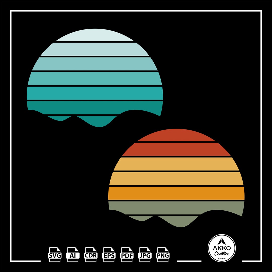 Retro Sunset Background Svg Png, Sea Wavy Svg, Surf Wave Svg, Sunset ...