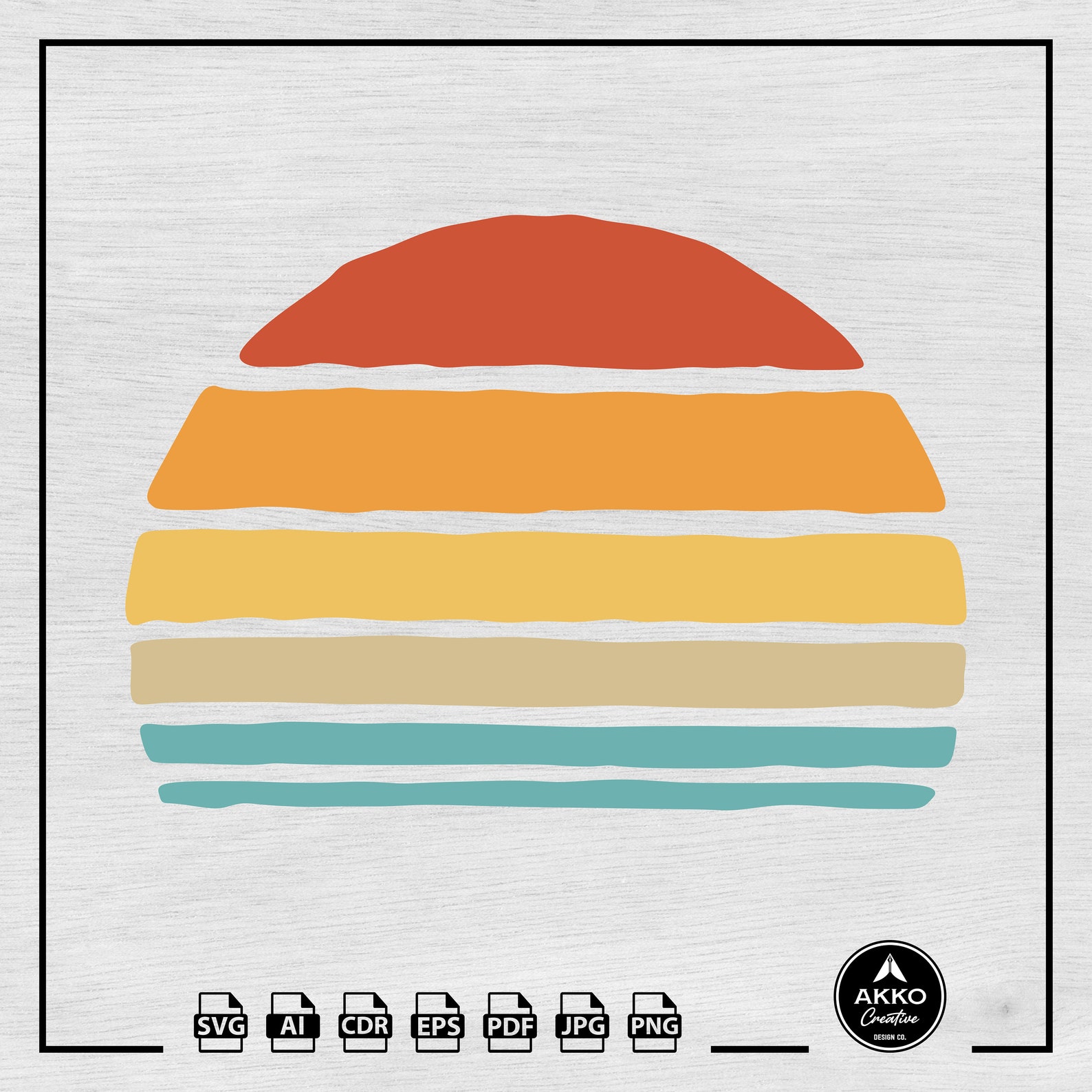 Distressed Retro Sunset Background Svg Png, Sunset Svg, Crooked ...