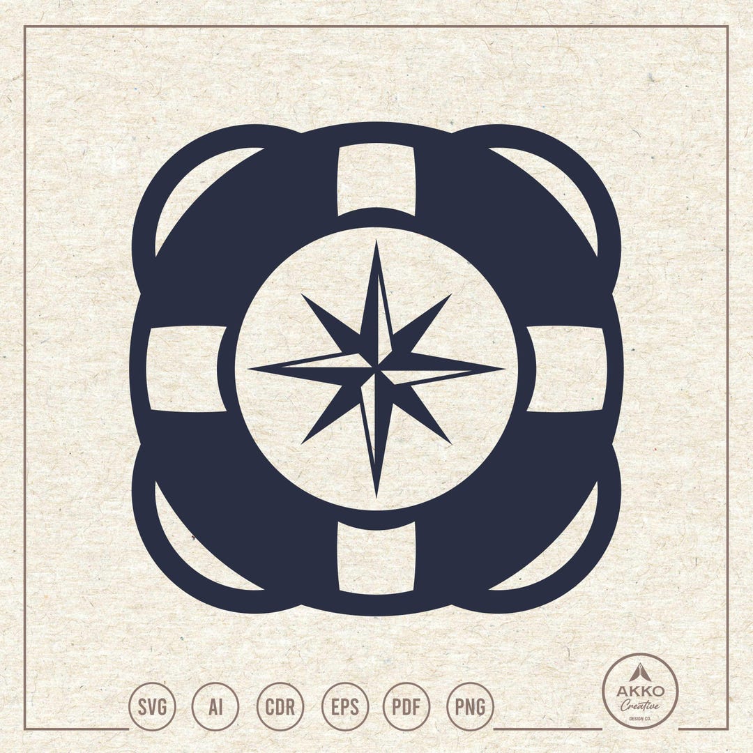Life Preserver Svg Png, Compass Star Svg, Life Buoy Ring Svg, Life Raft ...
