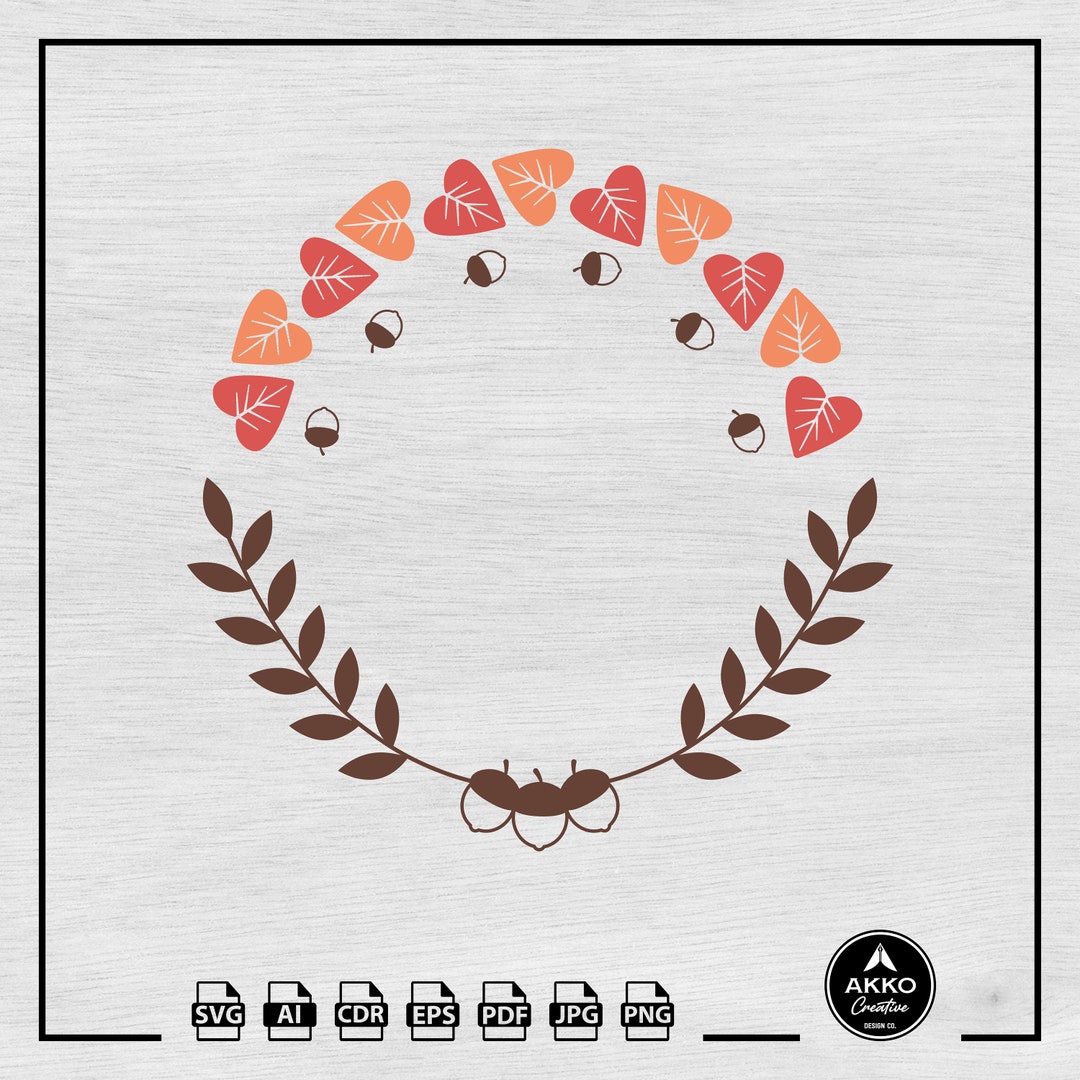 Autumn Wreath Svg Png, Acron Svg, Autumn Leaf Svg, Autumn Leaves Svg ...