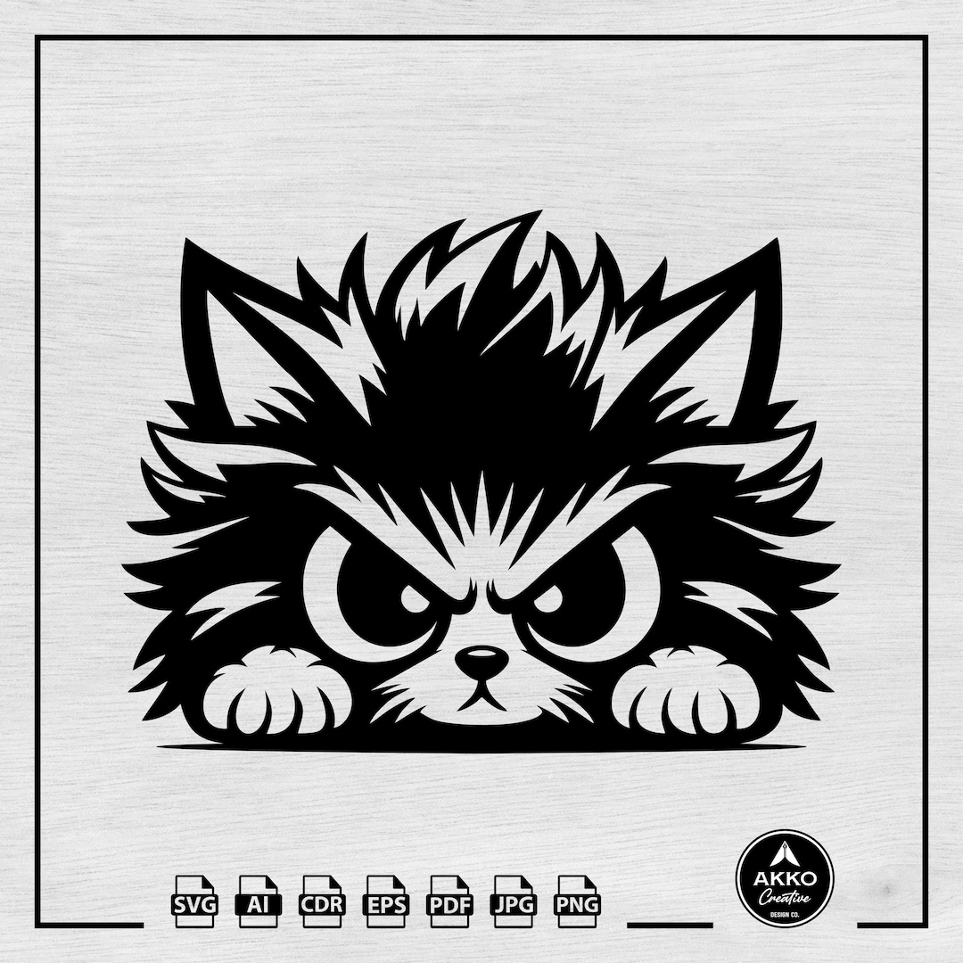 Peeking Cat Svg Png, Crazy Cat Svg, Cat Head Svg, Angry Cat Svg, Kitty ...
