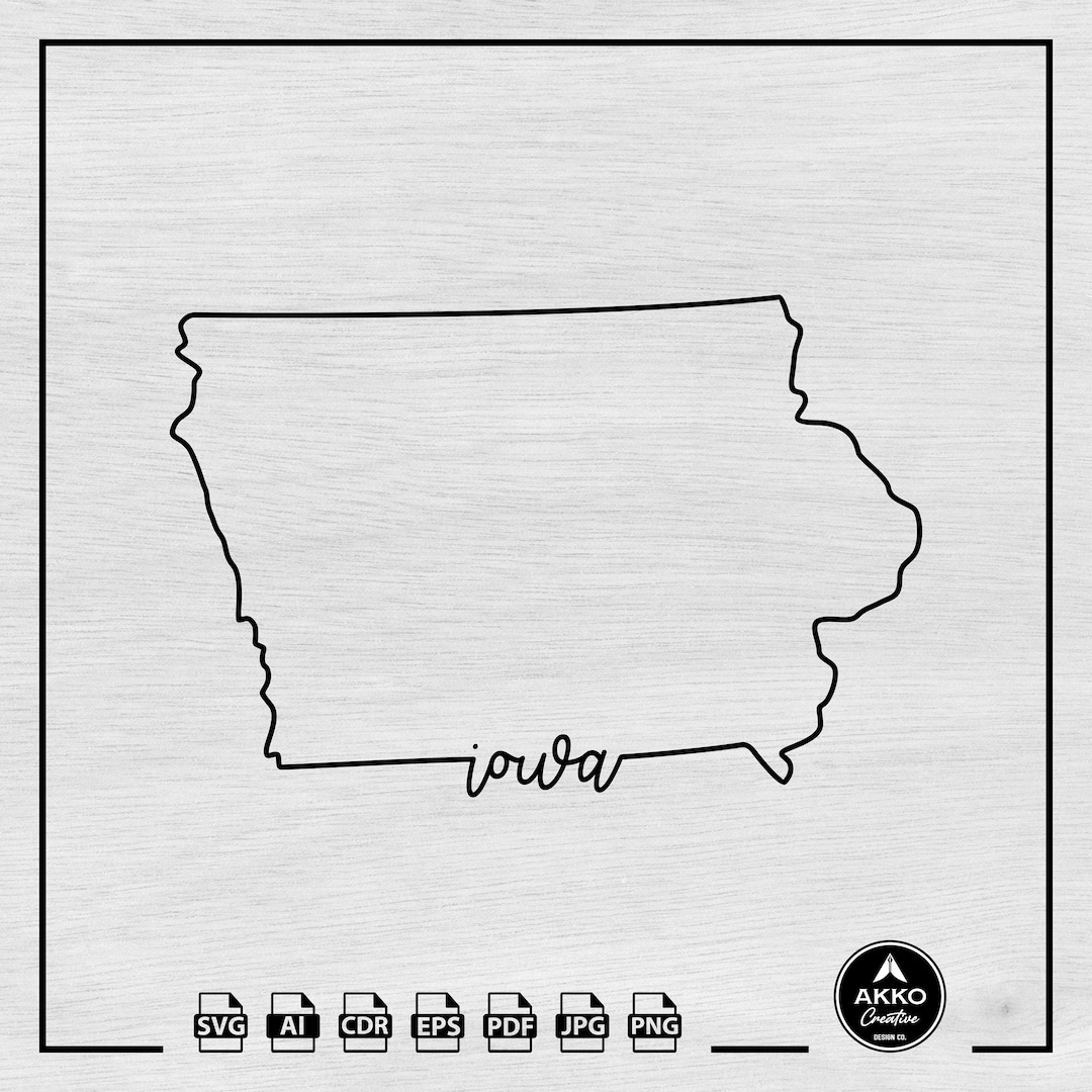Iowa Svg Png, Outline Iowa Map Svg Png, Iowa State Svg Png, Iowa Hand ...