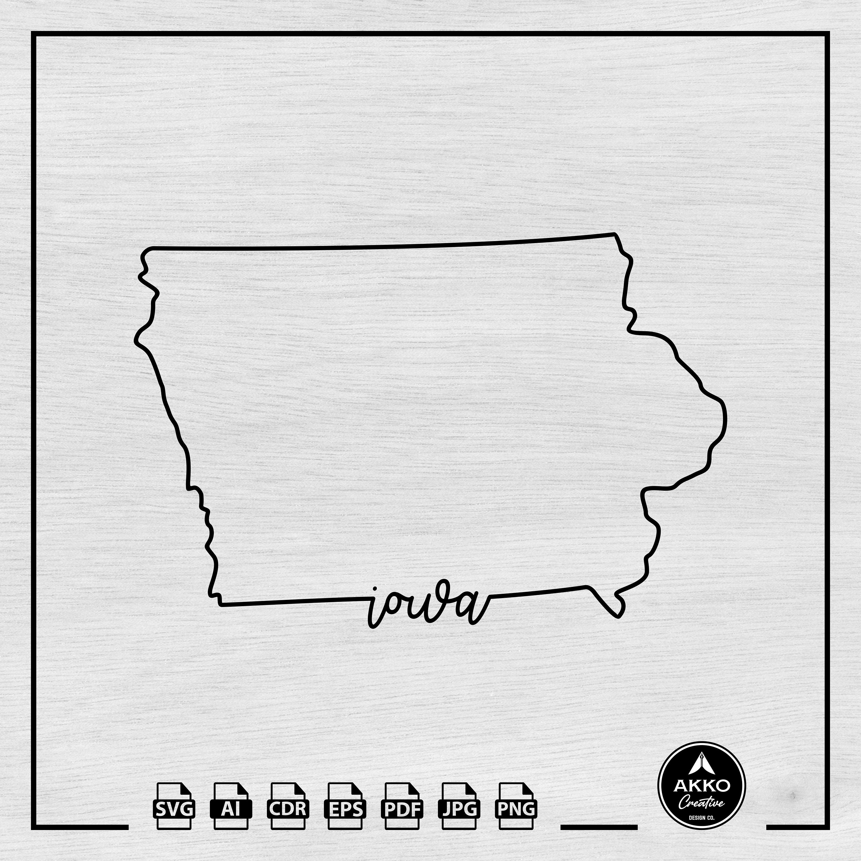 Iowa Svg Png, Outline Iowa Map Svg Png, Iowa State Svg Png, Iowa Hand ...
