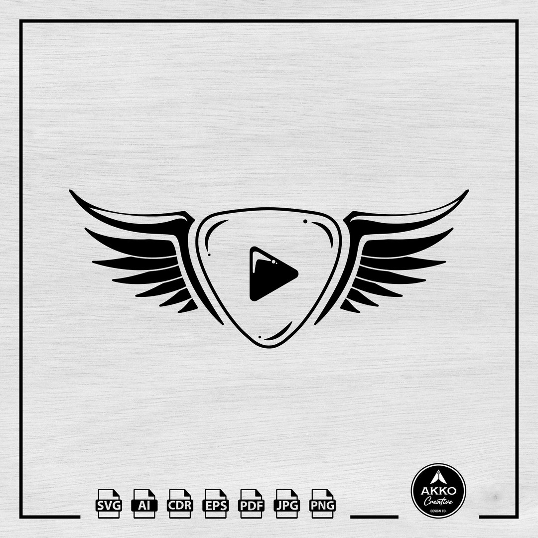 Guitar Pick Svg Png, Music Wings Svg, Guitar Plectrum Svg, Rocker Svg ...