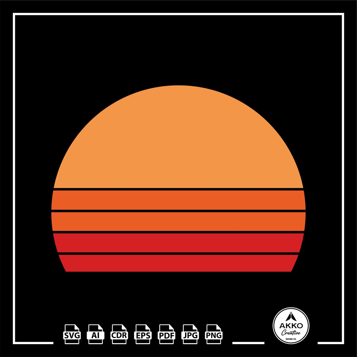 Retro Sunset Background Svg, Sunset Svg, Summer Vibes Svg, Round Sunset ...