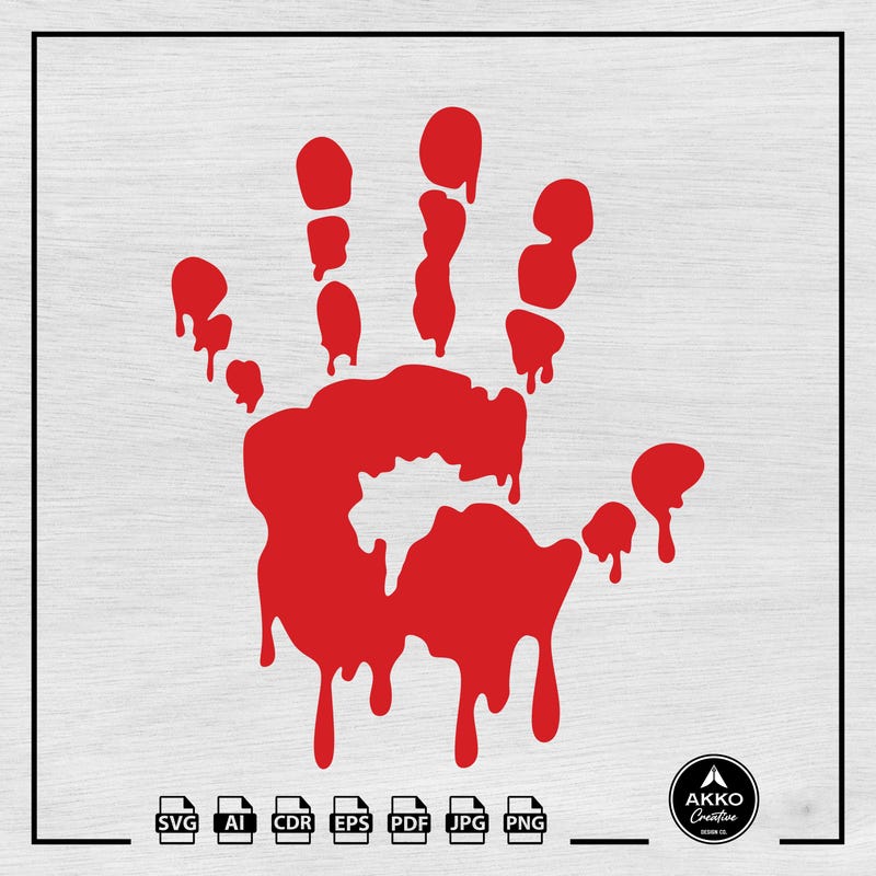 Bloody Handprint Svg - Etsy
