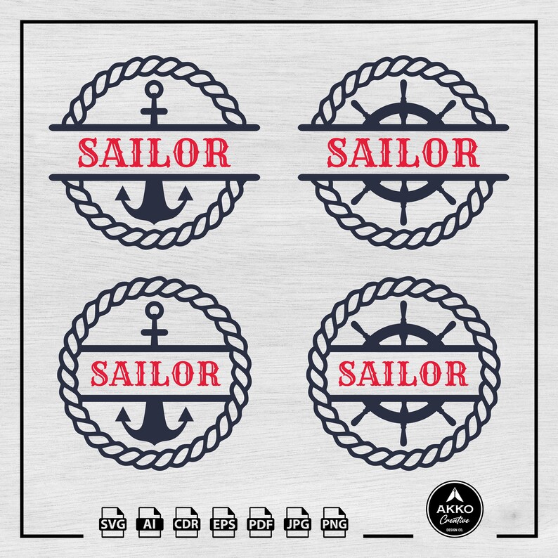 Sailor Svg Png, Anchor Svg, Nautical Split Name Monogram Svg, Boat Svg ...