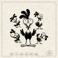 Crazy Chicken Svg & Png, Rooster Clipart, Chicken Vector Image, Funny ...