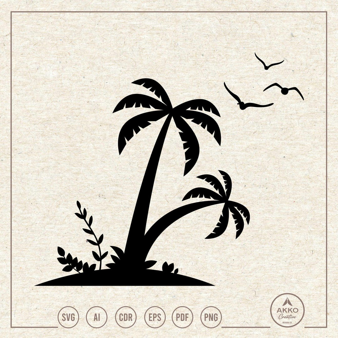 Palm Tree Svg Png, Coconut Trees Svg, Tropical Tree Svg, Double Palm ...