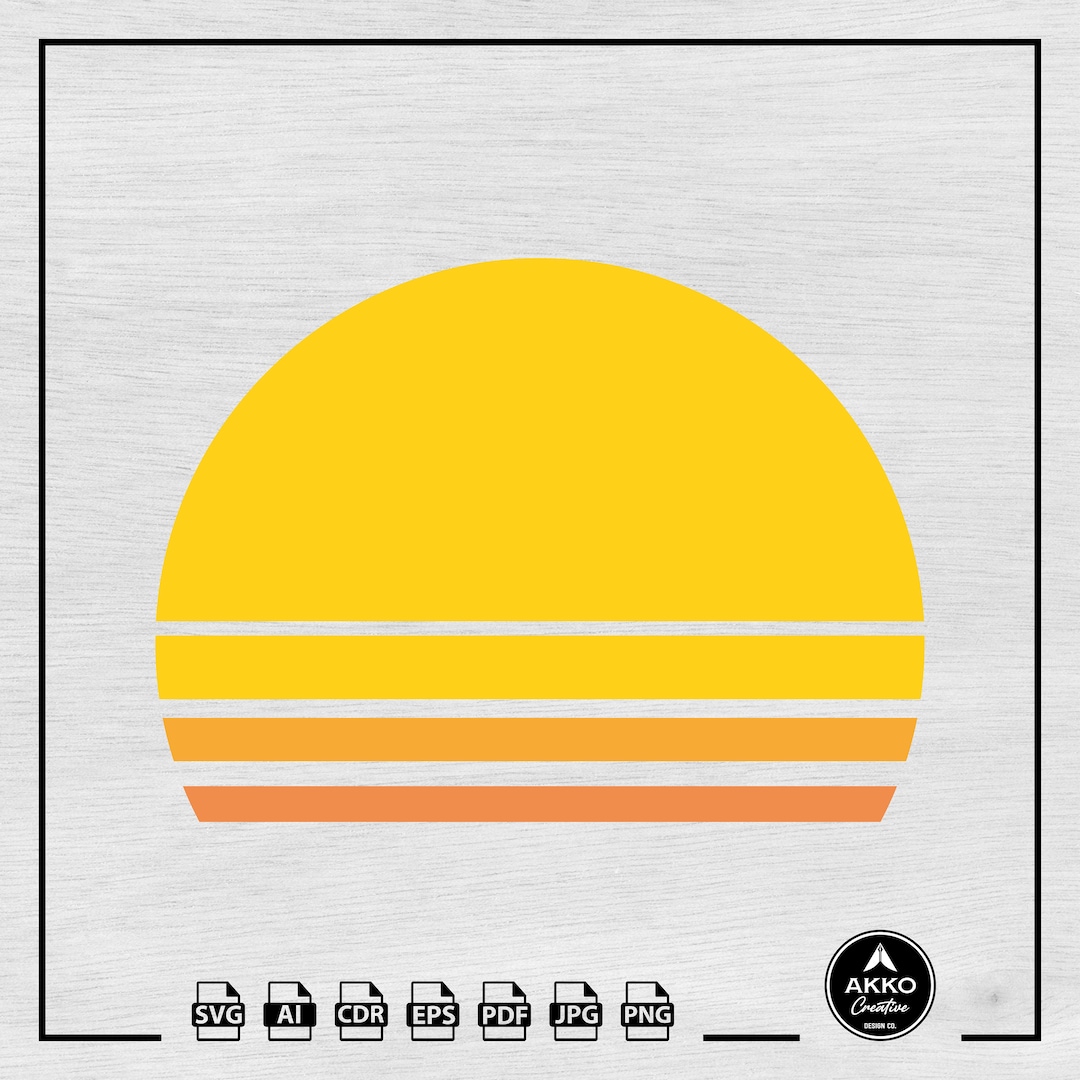 Retro Sunset Background Svg, Sunset Svg, Summer Vibes Svg, Round Sunset ...