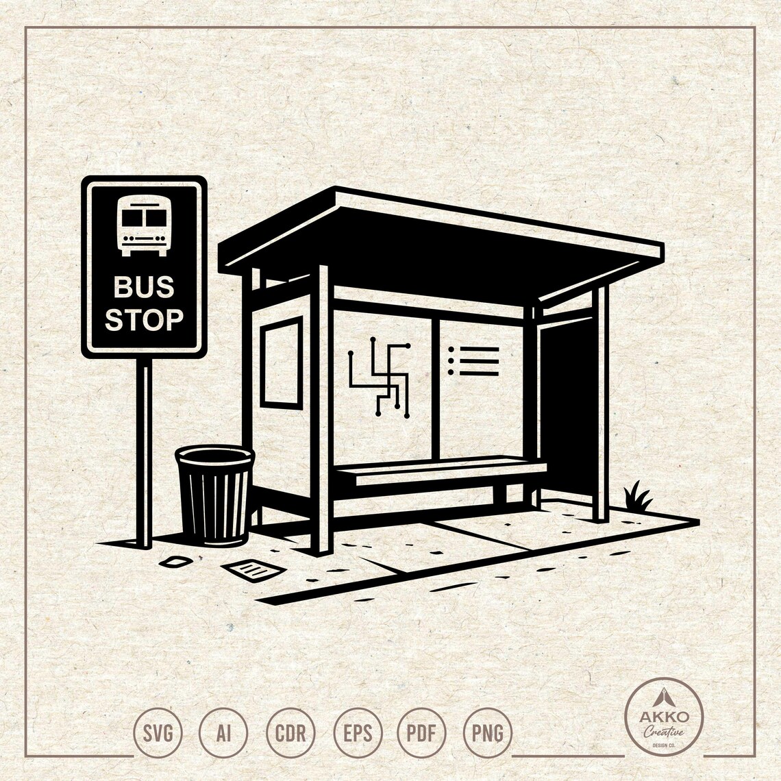Bus Stop Svg Png, Vector Clipart, Icon, Cricut Silhouette Plotter Cut ...