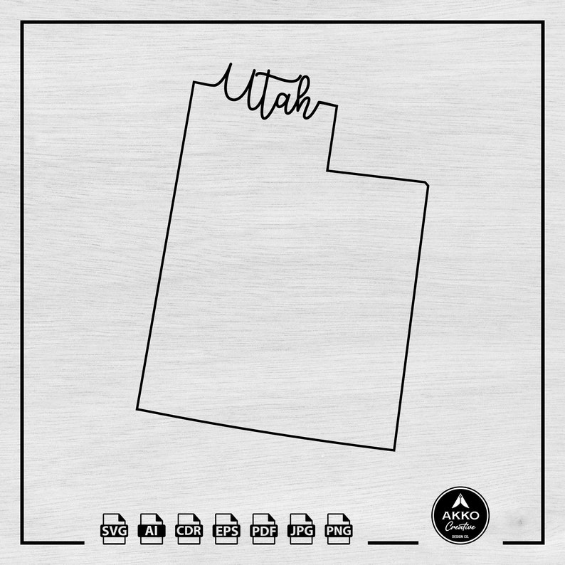Utah Svg Png, Outline Utah Map Svg Png, Utah State Svg Png, Utah Hand ...