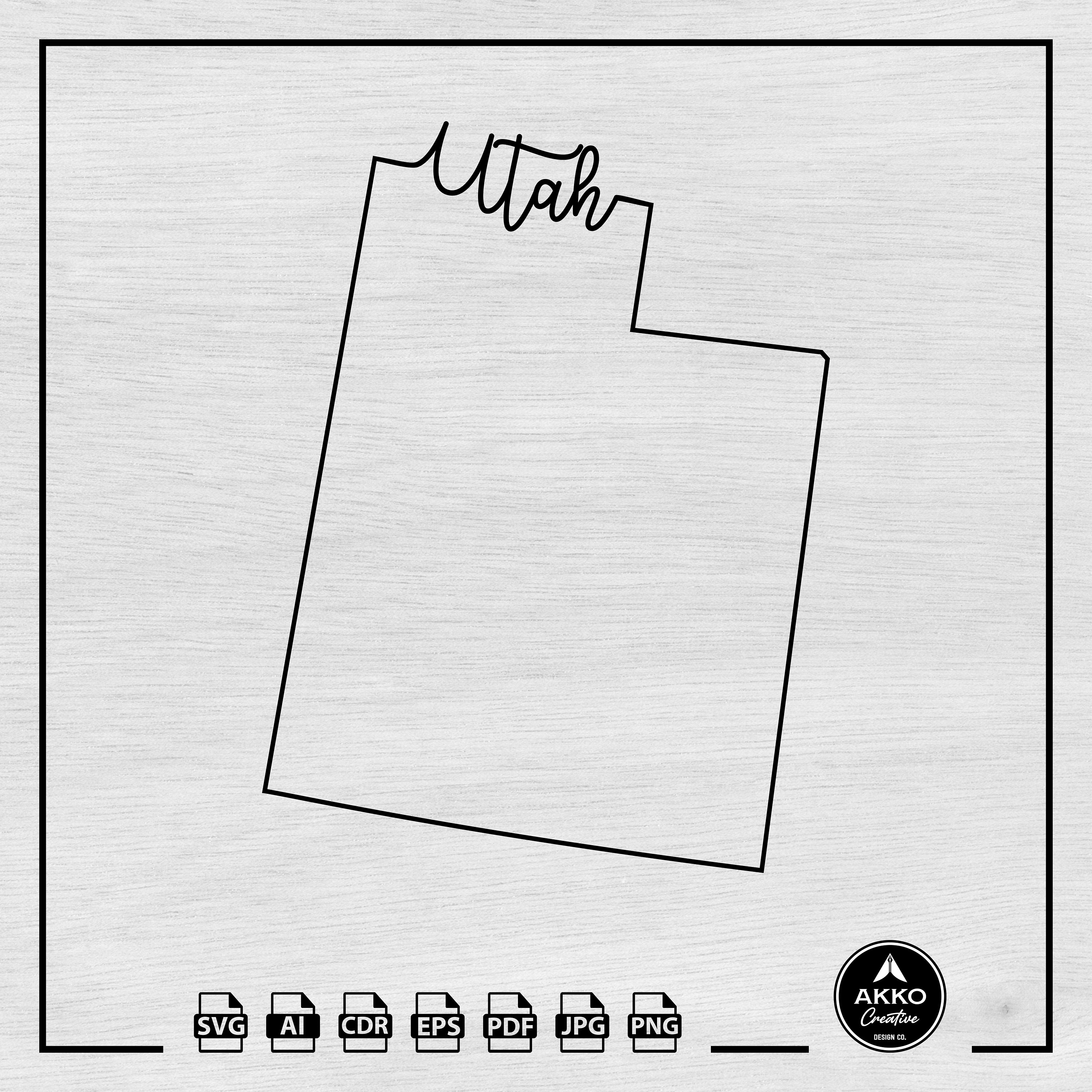 Utah Svg Png, Outline Utah Map Svg Png, Utah State Svg Png, Utah Hand ...