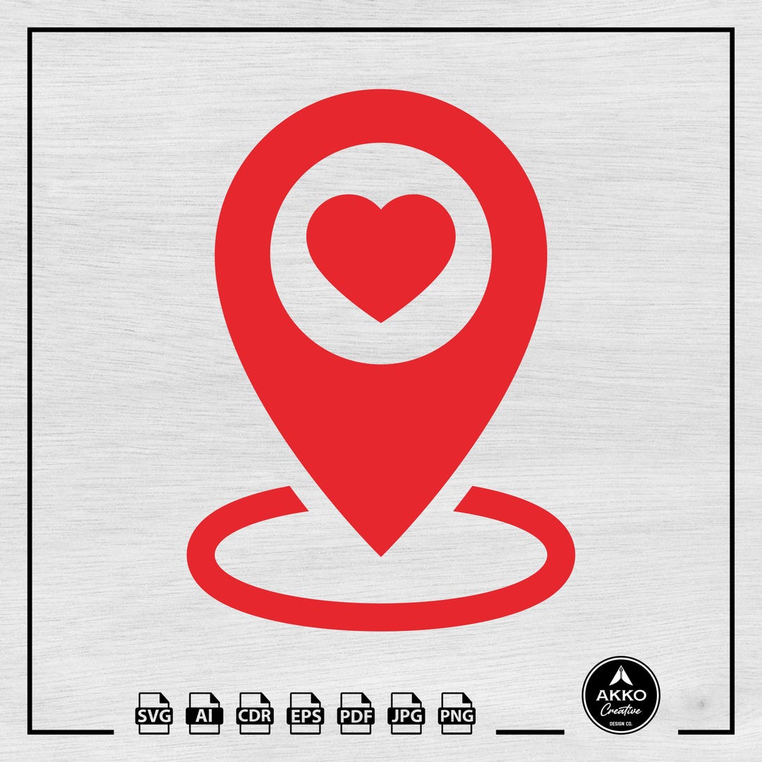 Heart Map Pin Svg Png, Location Pin Svg, Love Svg, Location Point Svg ...