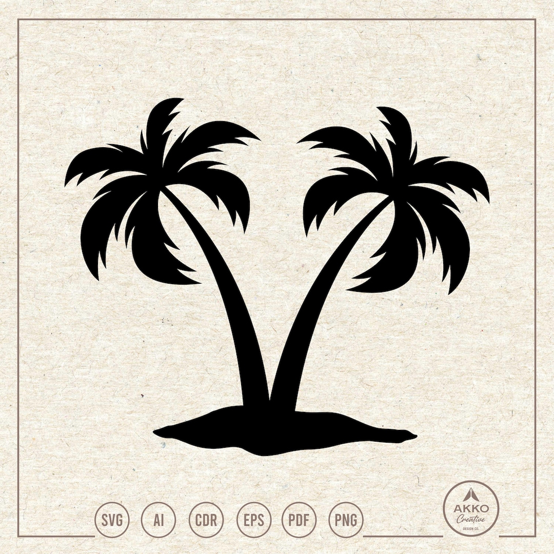 Palm Tree Svg Png, Coconut Tree Svg, Tropical Tree Svg, Double Palm ...