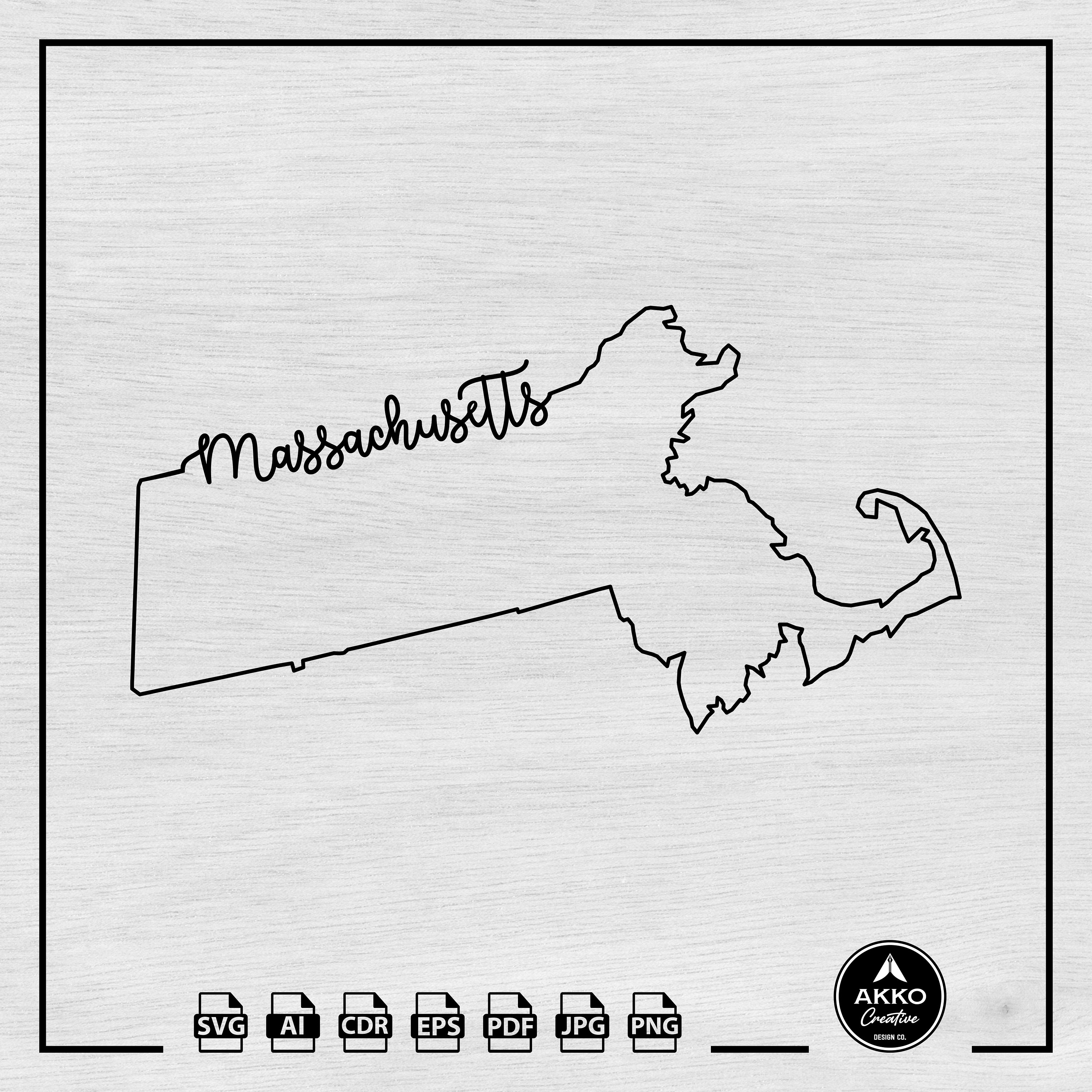 Massachusetts Svg Png, Outline Massachusetts Map Svg, Massachusetts ...