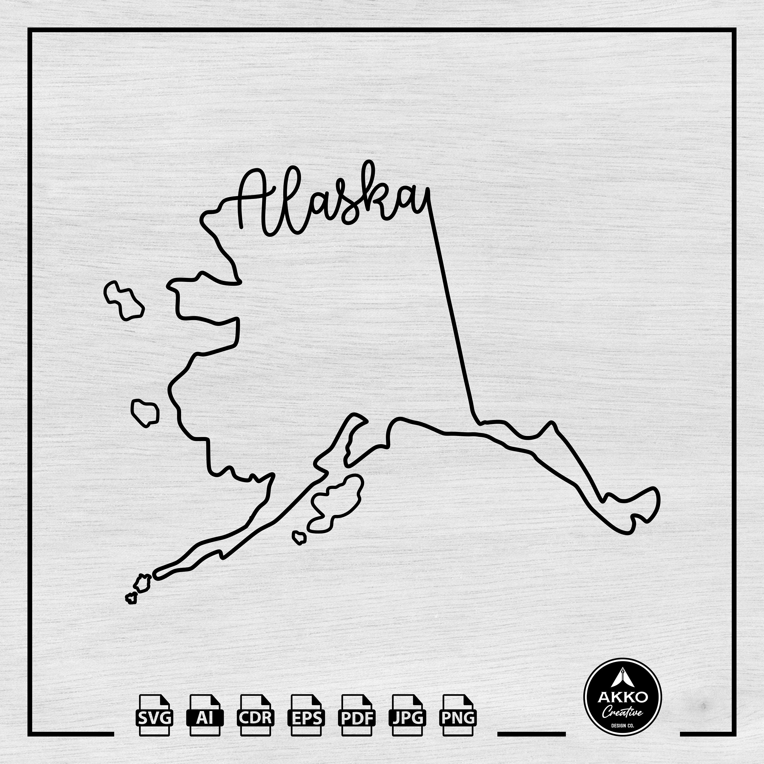 Alaska Svg Png, Outline Alaska Map Svg Png, Alaska State Svg Png ...