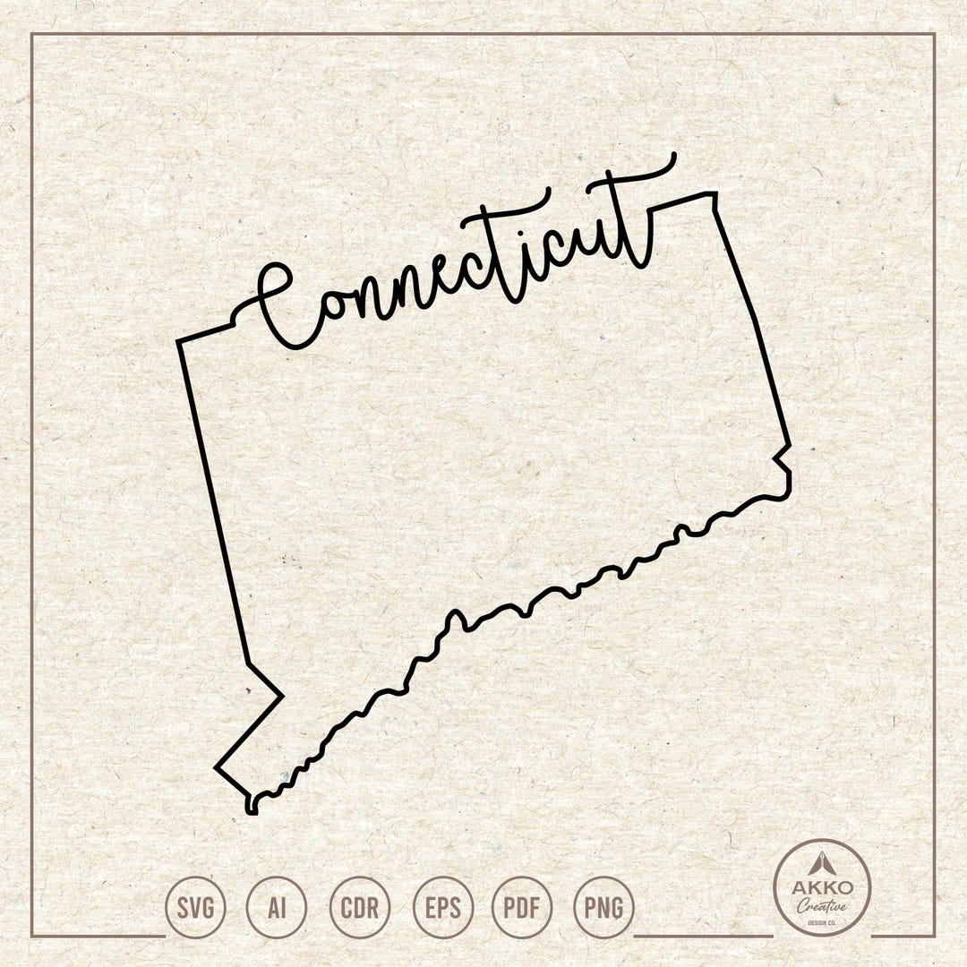Connecticut State Outline Map Svg Png, Clipart, Cricut Silhouette Cut ...