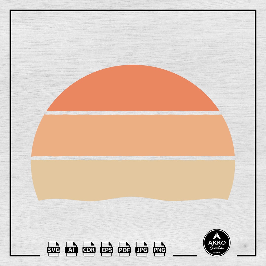 Retro Sunset Background Svg Png, Sunrise Svg, Round Background Svg ...