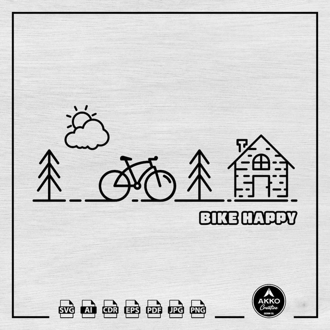 Bike Happy Svg Png, Outline Bicycle Svg, Bicycle Ride Svg, Cycle Svg ...