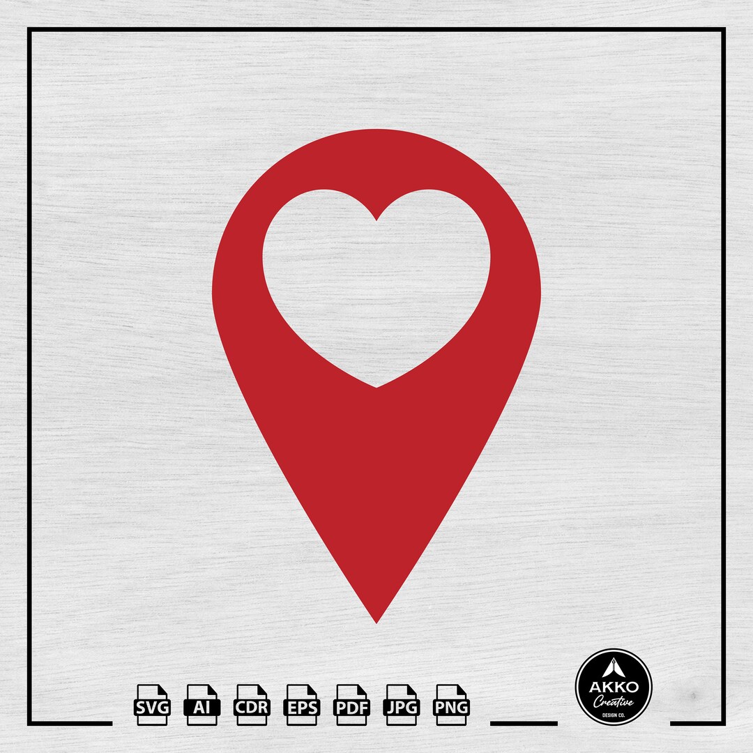 Heart Map Pin Svg Png, Location Pin Svg, Location Point Svg, Point ...