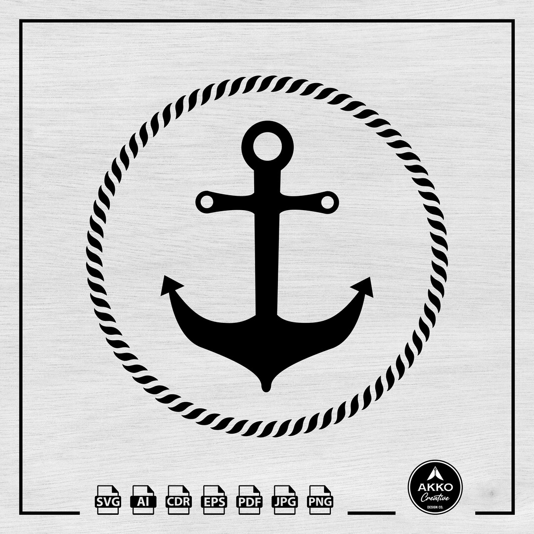Anchor Svg Png, Rope Svg, Navy Nautical Anchor Svg, Anchor Line Svg ...