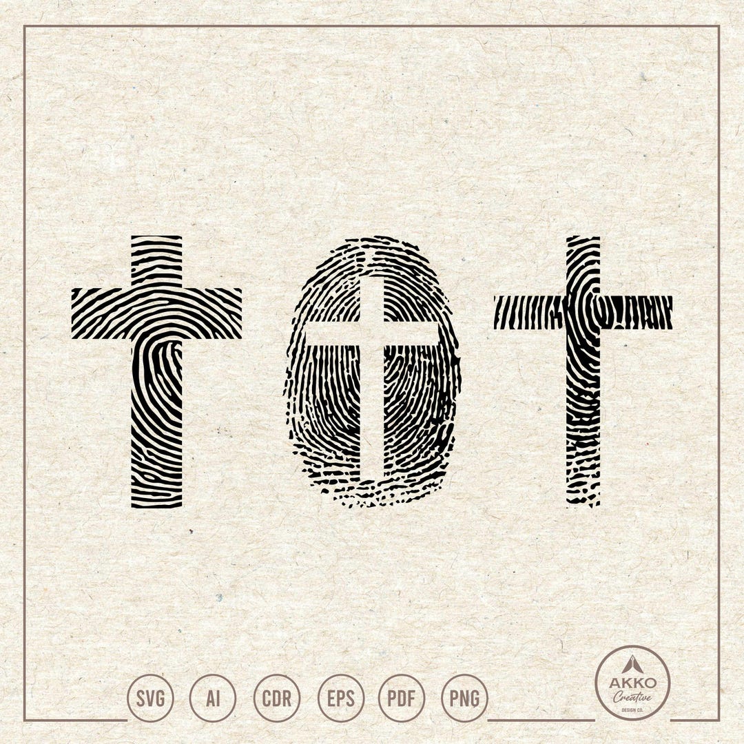 Fingerprint Christian Cross Svg Png, Clipart, Cricut Silhouette Plotter ...