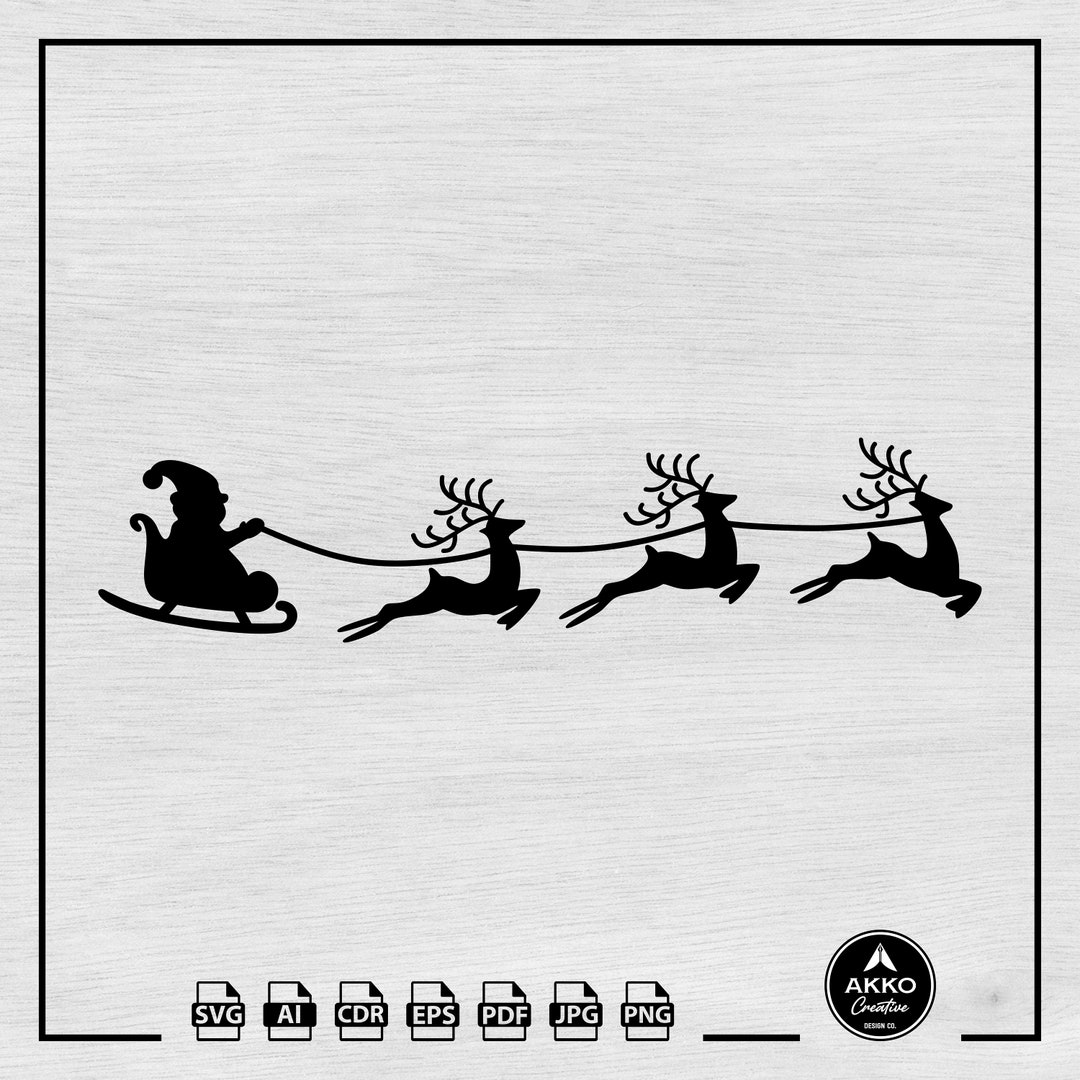 Trineo de Papá Noel SVG, Papá Noel volador SVG, Reno tirando de SVG ...