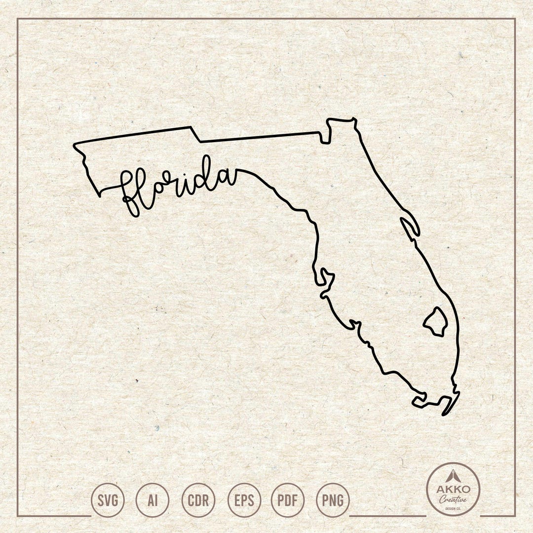Florida State Outline Map Svg Png, Clipart, Cricut Silhouette Plotter ...