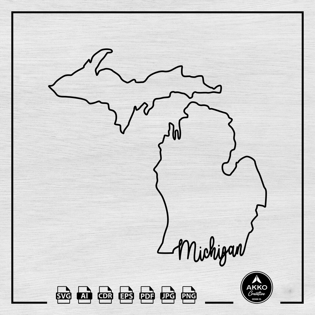 Michigan Svg Png, Outline Michigan Map Svg, Michigan State Svg ...