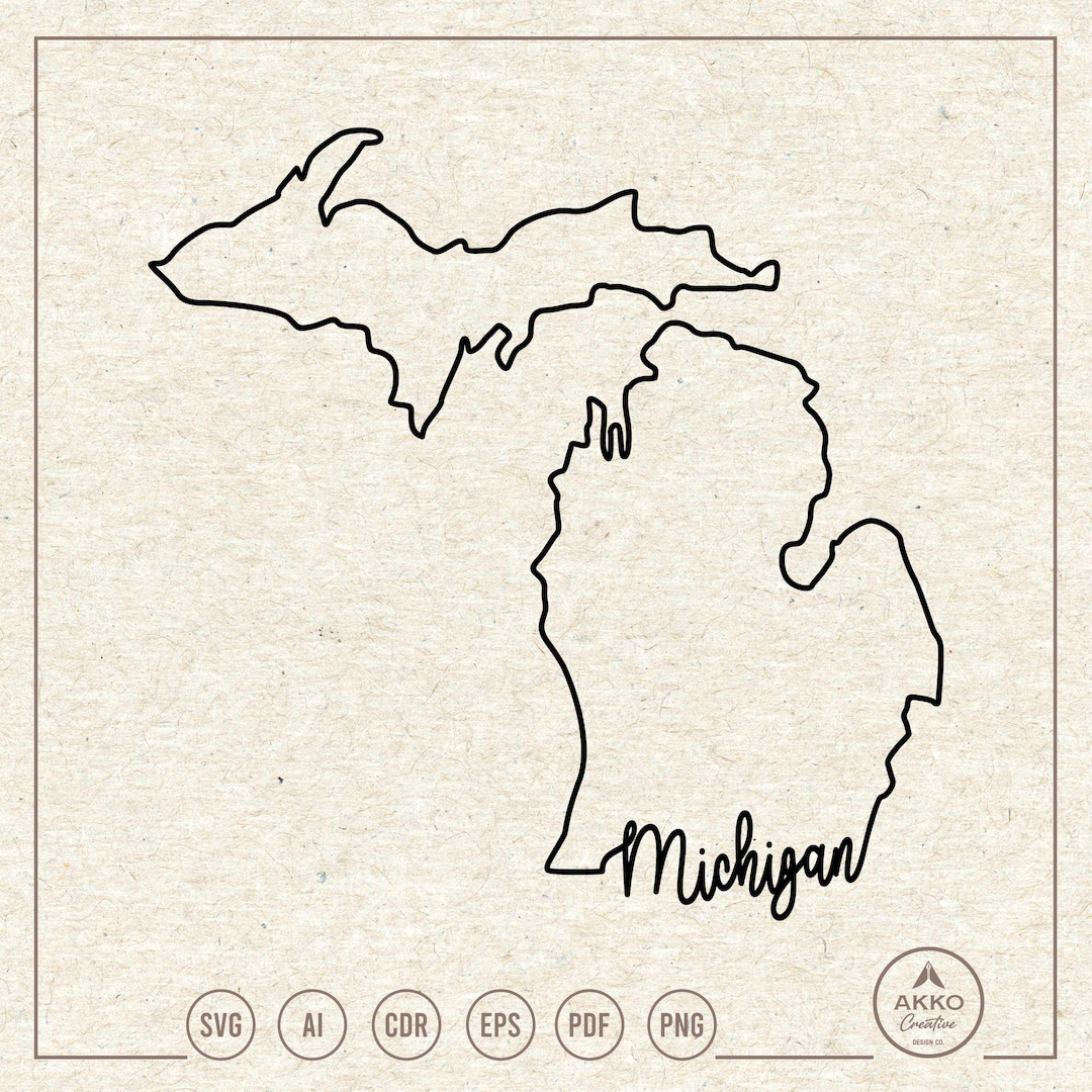 Michigan State Outline Map Svg Png, Clipart, Cricut Silhouette Plotter ...