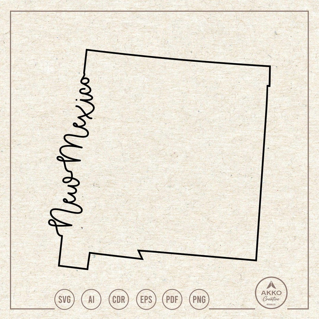 New Mexico State Outline Map Svg Png, Clipart, Cricut Silhouette ...