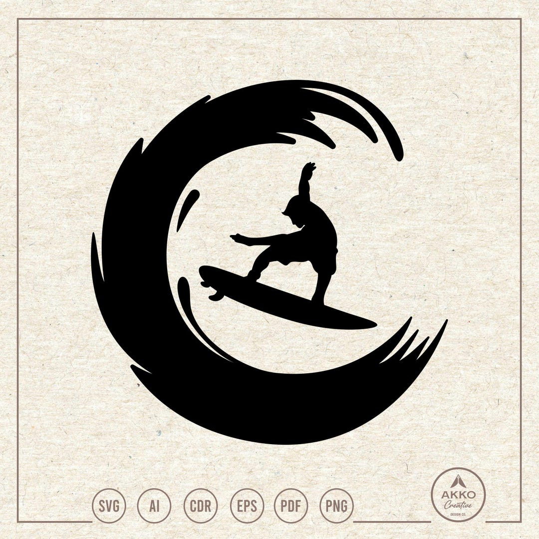 Surf Wave Svg Png, Surfer Clipart, Cricut Silhouette Plotter Cut File ...